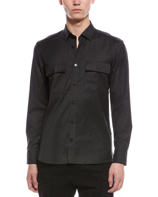 Bogner Clive Relaxed Fit Wool Shirt in Black for Men | Lyst UK