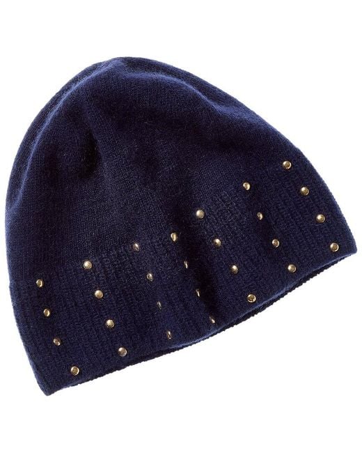 Portolano Round Studs Cashmere Beanie in Blue | Lyst UK