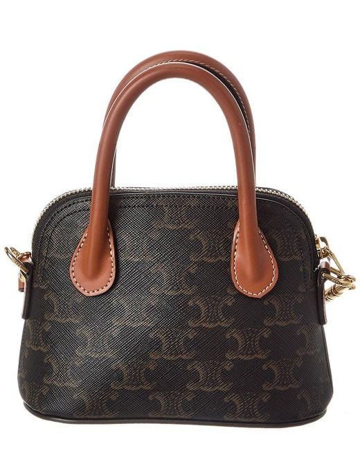 Celine Honorine Mini Triomphe Canvas & Leather Satchel in Black | Lyst