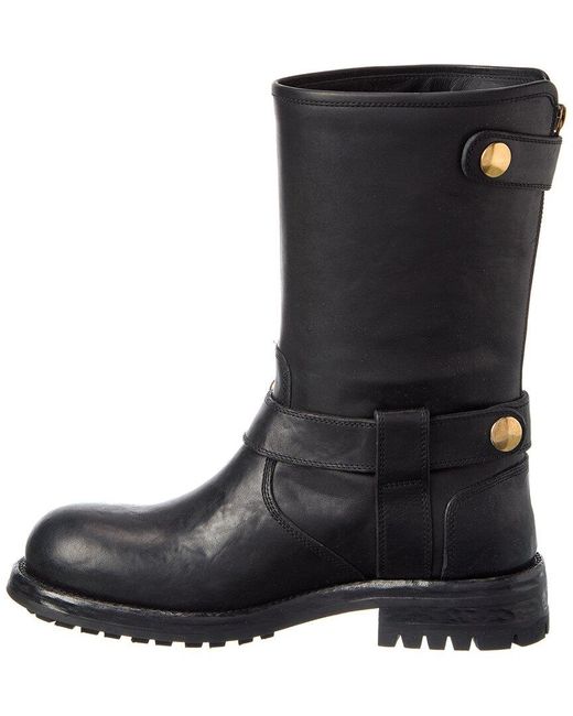 Dolce & Gabbana Dg Logo Leather Biker Boot in Black | Lyst UK