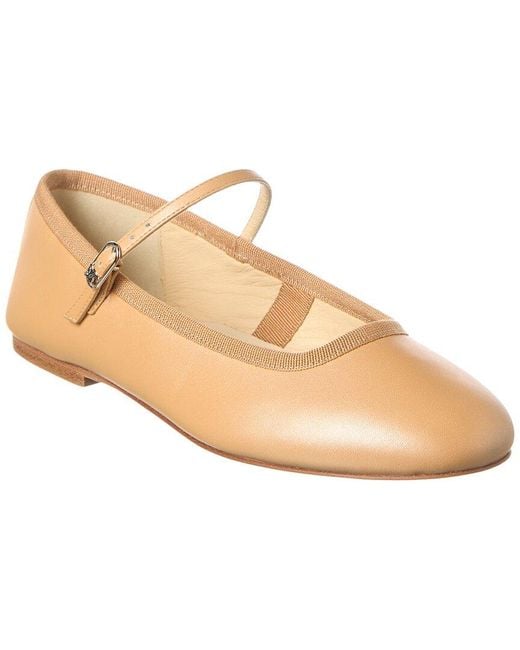 Celine Mary Jane Leather Ballerina Flat in Natural | Lyst UK