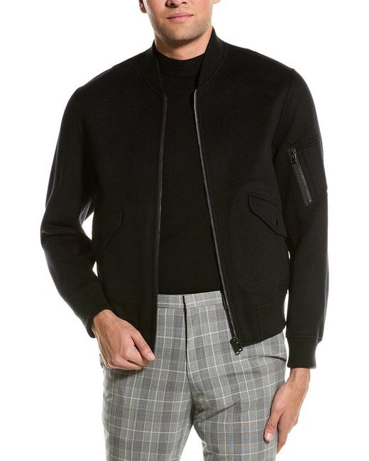 Theory Flight Wool & Cashmere-blend Bomber Jacket in Black for Men | Lyst