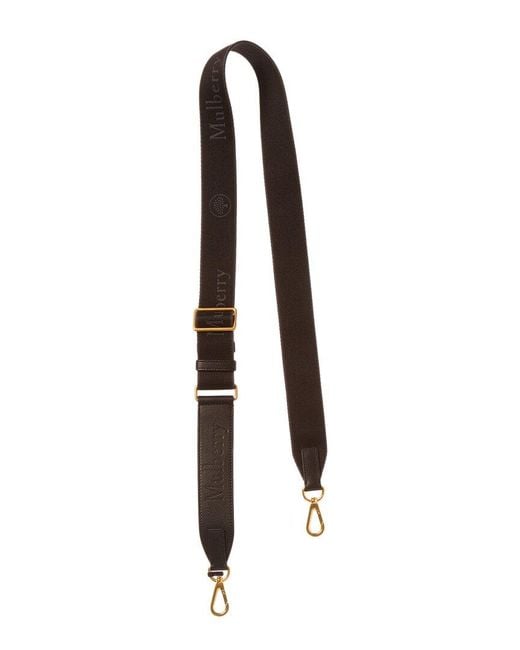 Mulberry Logo Webbing & Leather Shoulder Strap in Black | Lyst