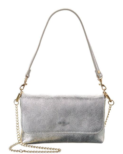 Persaman New York Rory Metallic Leather Clutch in Gray | Lyst