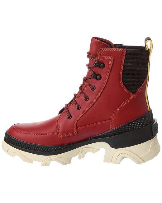 Sorel Brex Lace Wp Leather Boot In Red Lyst