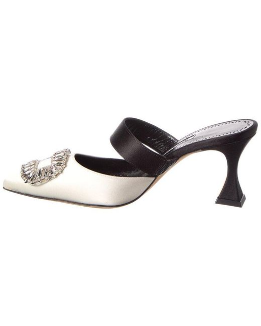 Manolo Blahnik Scapetamu 70 Satin Mule in White | Lyst UK