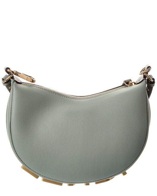 Fendi Graphy Mini Leather Hobo Bag in Gray | Lyst