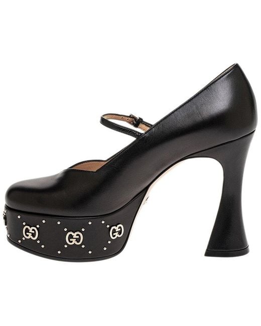 Gucci Malaga Leather Platform Pump in Black | Lyst