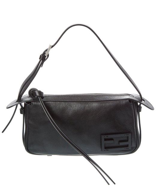 Fendi Simply Mini Leather Shoulder Bag in Black | Lyst