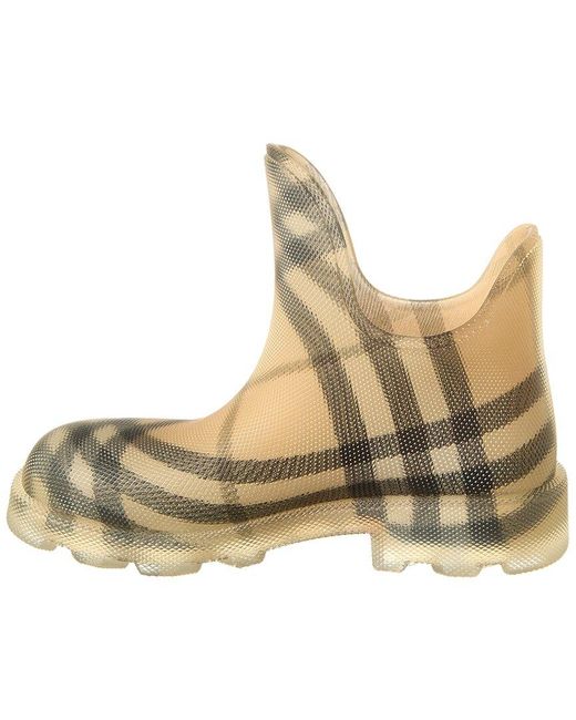 Burberry Check Marsh Low Rubber Boot in Natural | Lyst