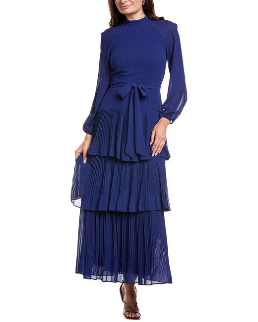Maison Tara Pebble Georgette Maxi Dress in Blue | Lyst UK
