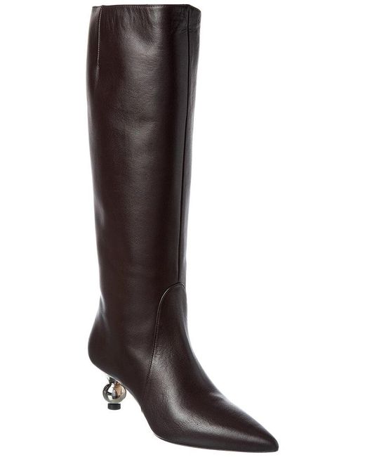 Weekend Max Mara Leather Knee-High Boot in Brown | Lyst UK