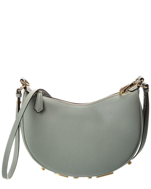 Fendi Graphy Mini Leather Hobo Bag in Gray | Lyst