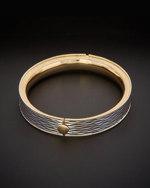 Italian Gold 14K Italian Two-Tone Hinged Bangle Bracelet in Black | Lyst