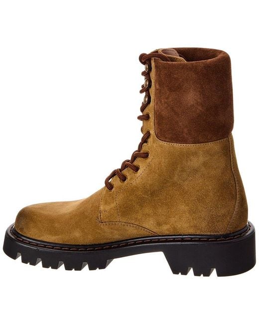 Loewe Sierra Suede Combat Boot in Brown | Lyst