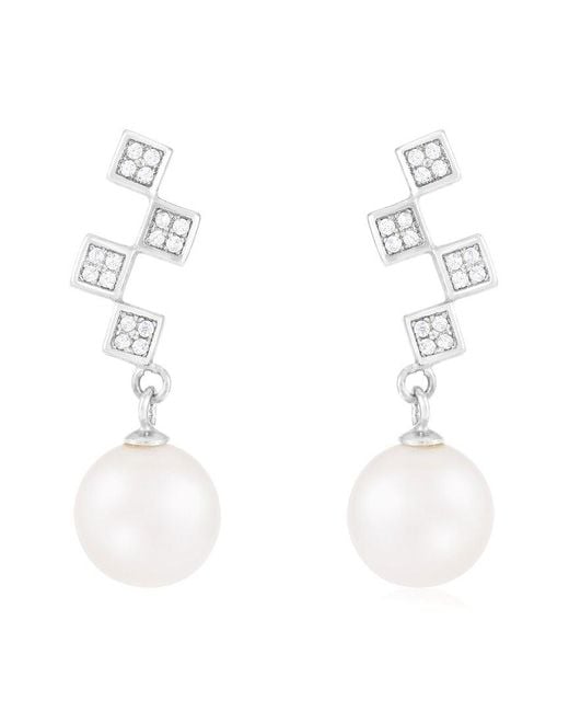 Splendid Silver 10-11mm Freshwater Pearl Earrings in White | Lyst