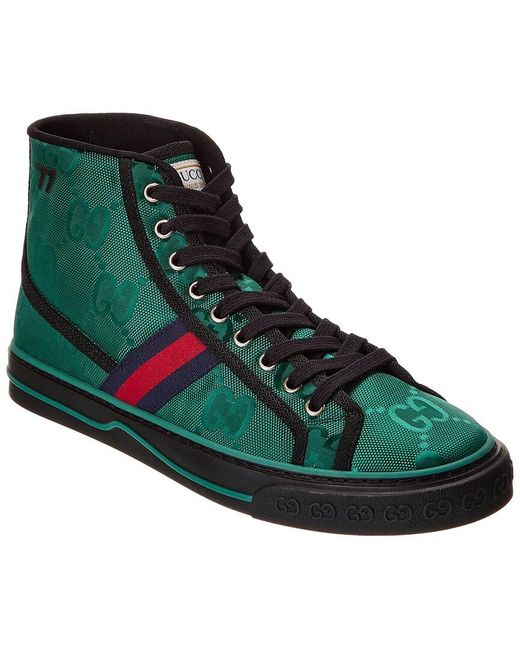 Gucci Tennis 1977 Gg Canvas High-Top Sneaker in Green for Men | Lyst