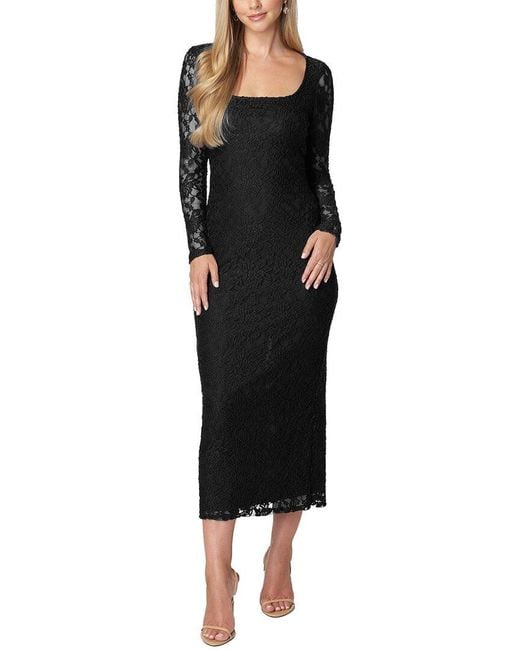Bebe Lace Square Neck Maxi Dress in Black | Lyst UK