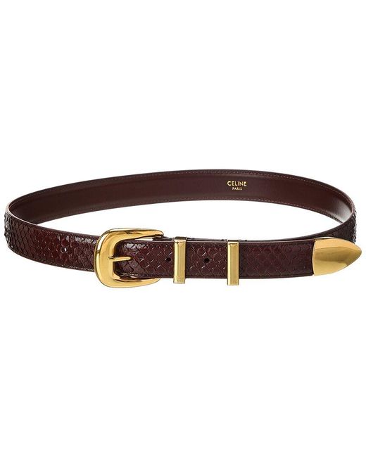 Celine Python Western Belt in Brown | Lyst