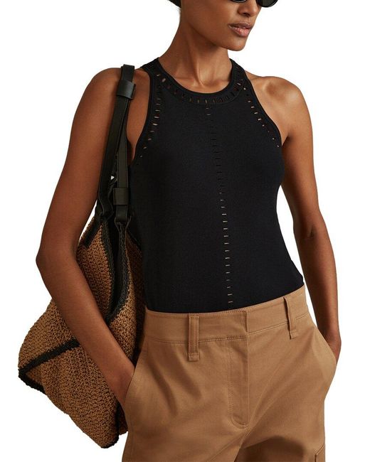 Reiss Cammi Cut Out Trim Vest in Black | Lyst