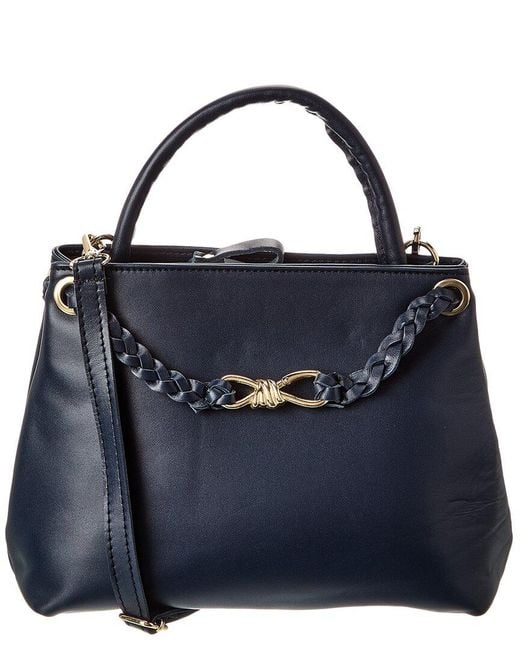 Isabella Rossetti Waverly Ostrich-Embossed Leather Tote in Blue | Lyst UK