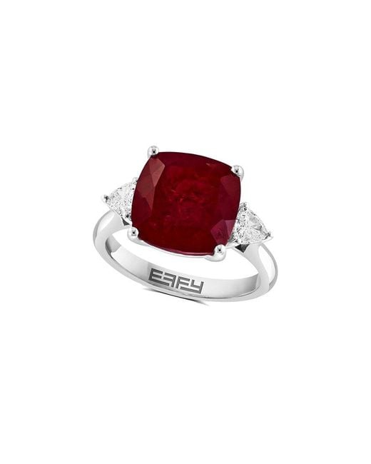 Effy Fine Jewelry 14K.52 Ct. Tw. Lab-Grown Diamond & Lab-Grown Lab Ruby ...