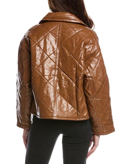 Moon River Quilted Jacket in Brown | Lyst