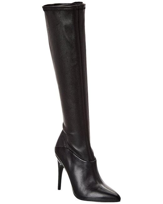 Reiss Carina Stretch Leather Knee-High Boot in Black | Lyst