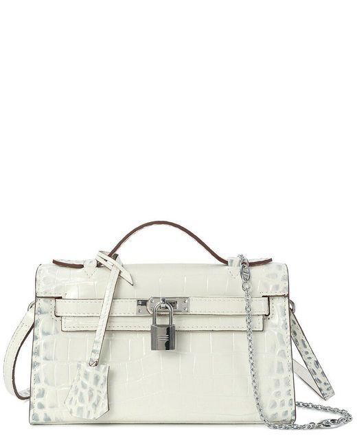 Tiffany & Fred Paris Croco-Embossed Top-Handle Crossbody in Natural | Lyst