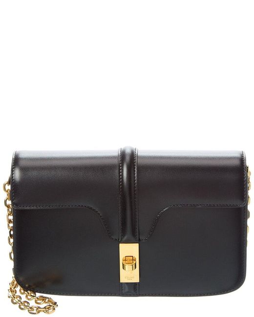 Celine Chain 16 Leather Shoulder Bag in Black | Lyst