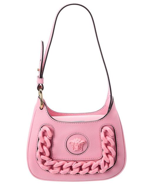 Versace La Medusa Small Leather Hobo Bag in Pink | Lyst Canada
