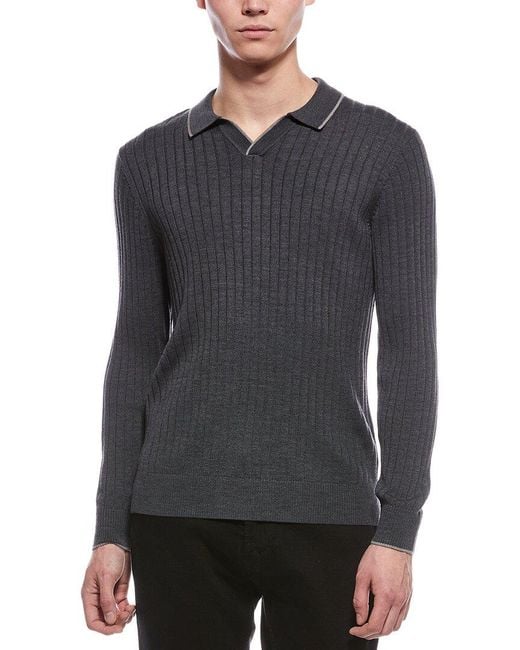 RAFFI Wool-blend Drop Needle Shirt in Grey for Men | Lyst UK