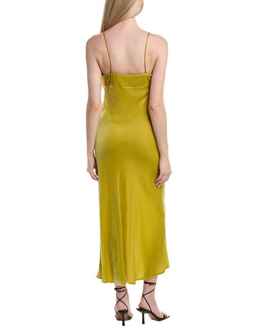 Susana Monaco Velvet Bias Silk-blend Maxi Dress in Yellow | Lyst UK