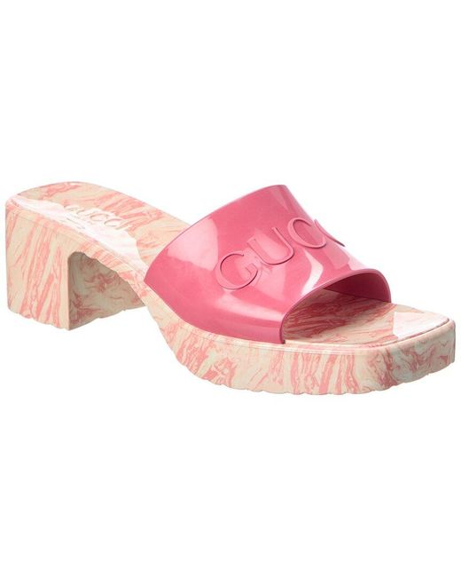 Gucci Rubber Platform Sandal in Pink | Lyst