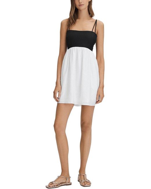 Reiss Hadley Linen Resort Mini Dress in White | Lyst