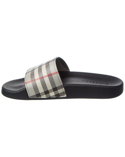 Burberry Check Slide in Brown | Lyst