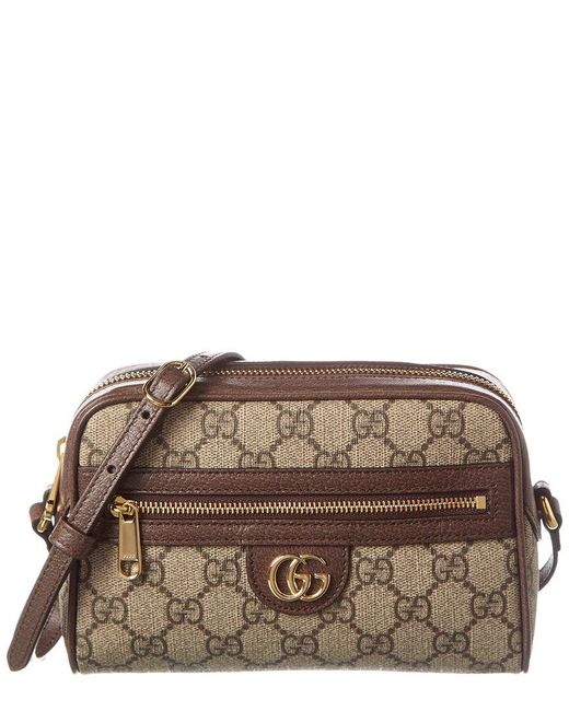 Gucci Ophidia Mini GG Supreme Canvas & Leather Camera Bag in Brown | Lyst