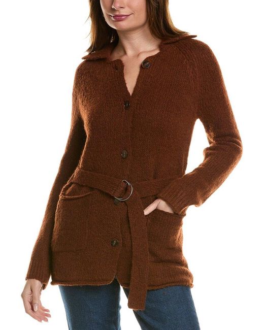 Design History Tie Button Cardigan in Brown | Lyst
