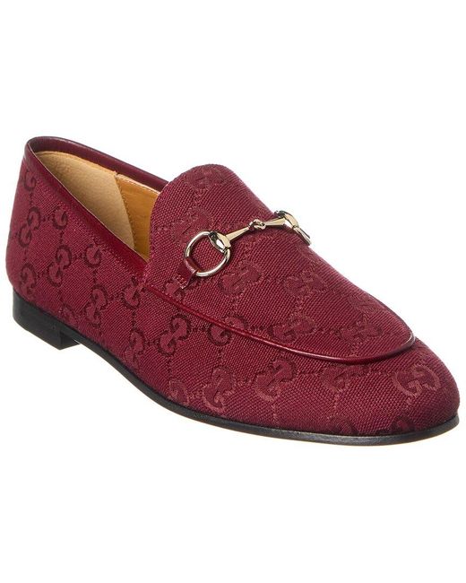 Gucci Horsebit GG Canvas Loafer in Red | Lyst