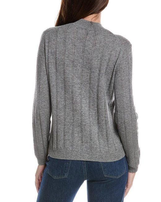 Bruno Magli Wide Rib Wool & Cashmere-Blend Sweater in Grey | Lyst UK