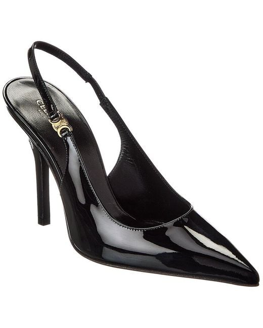 Celine Judy Triomphe Leather Slingback Pump in Black | Lyst
