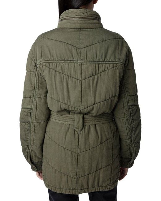 Zadig & Voltaire Kalice Twill Coat in Green | Lyst UK