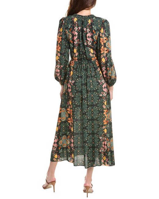 Garrie B Balloon Sleeve Midi Dress in Green | Lyst UK