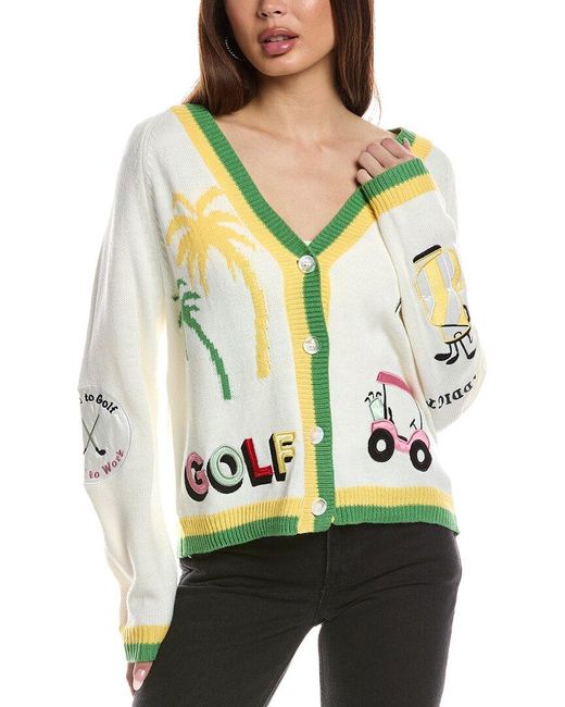 Fate Golf Embroidered Patch Cardigan in Green | Lyst UK