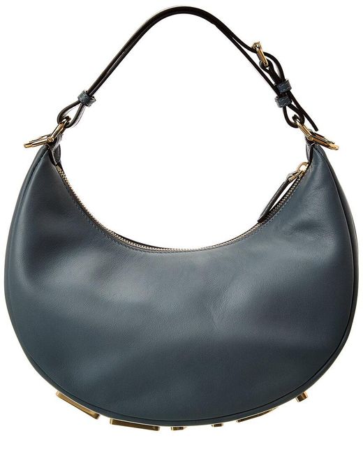 Fendi Graphy Small Leather Hobo Bag in Blue | Lyst