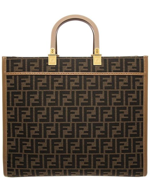 Fendi Roma Sunshine Medium Canvas & Leather Tote in Black | Lyst UK
