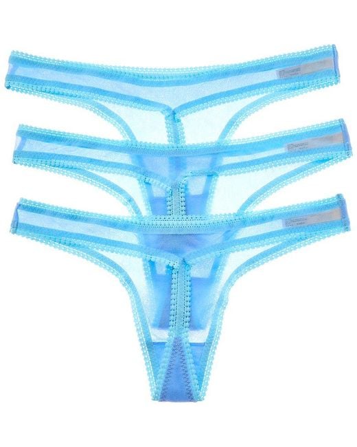 On Gossamer Set Of 3 Next To Nothing Micro G-String in Blue | Lyst UK