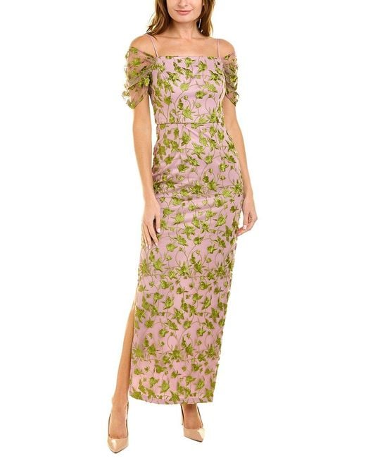 Js Collections Js Collection Jemma Off The Shoulder Column Gown In Metallic Lyst Uk
