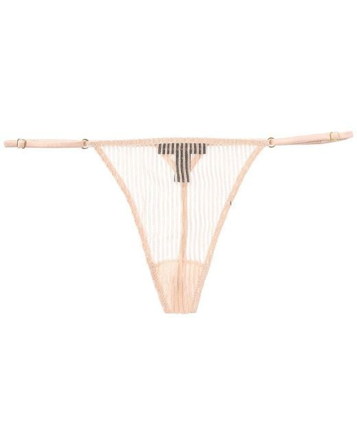 Kiki de Montparnasse Sheer Striped Lace G-String in White | Lyst UK