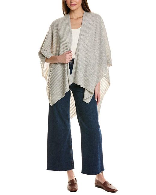 Amicale Cashmere Traveling Rib Cashmere Cape in Blue | Lyst